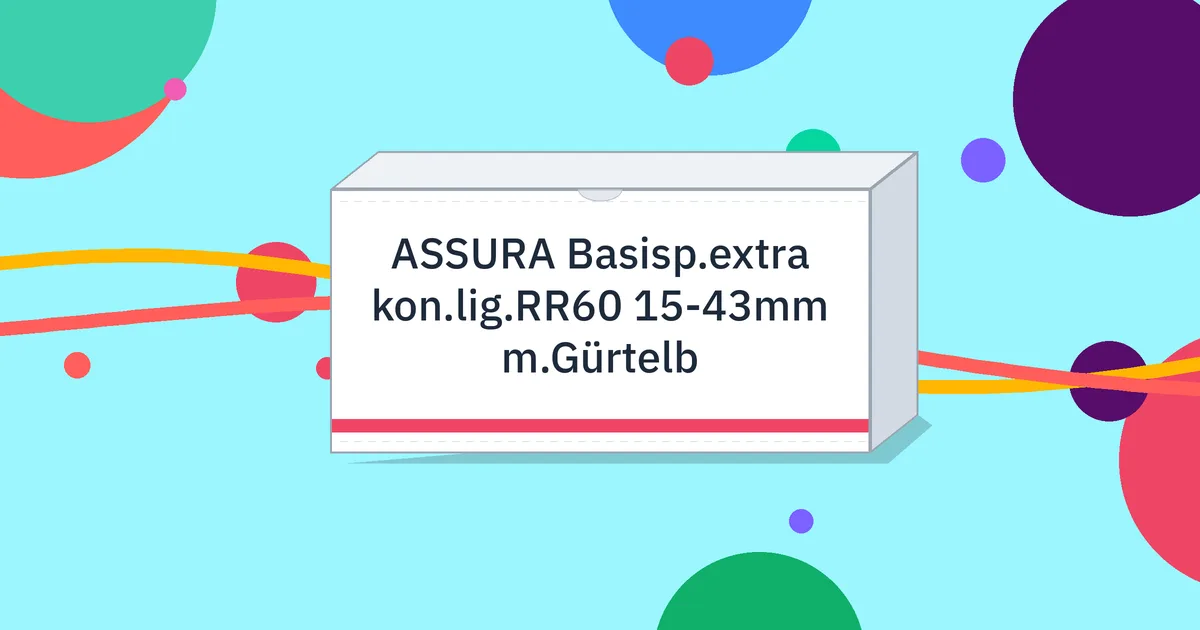 Symbolbild: Packung mit der Aufschrift ASSURA Basisp.extra kon.lig.RR60 15-43mm m.Gürtelb (PZN 04311932) – Verfügbarkeit und Bezug in Apotheken in Frankfurt am Main