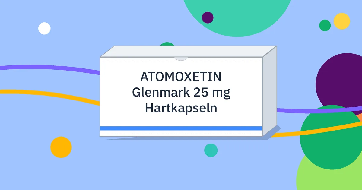 Symbolbild: Packung mit der Aufschrift ATOMOXETIN Glenmark 25 mg Hartkapseln (PZN 15211518) – Verfügbarkeit und Bezug in Apotheken in Frankfurt am Main