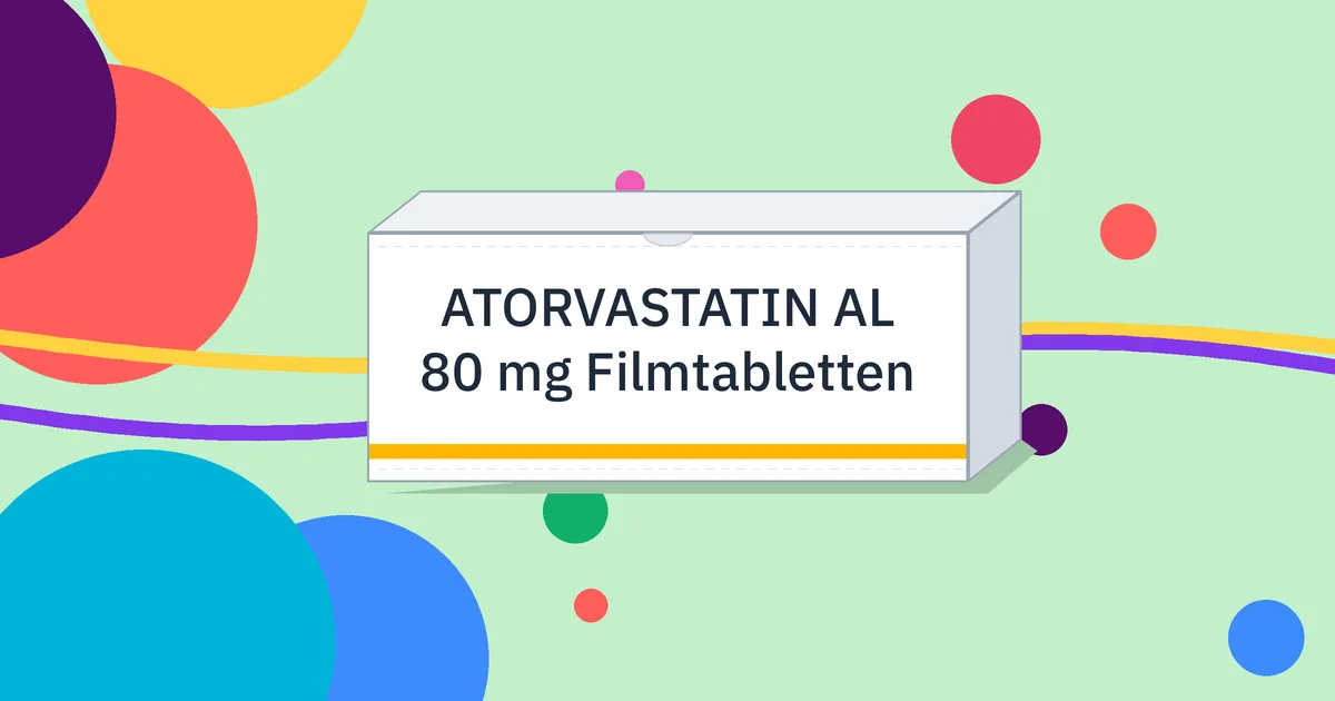 Symbolbild: Packung mit der Aufschrift ATORVASTATIN AL 80 mg Filmtabletten (PZN 09281928) – Verfügbarkeit und Bezug in Apotheken in Frankfurt am Main