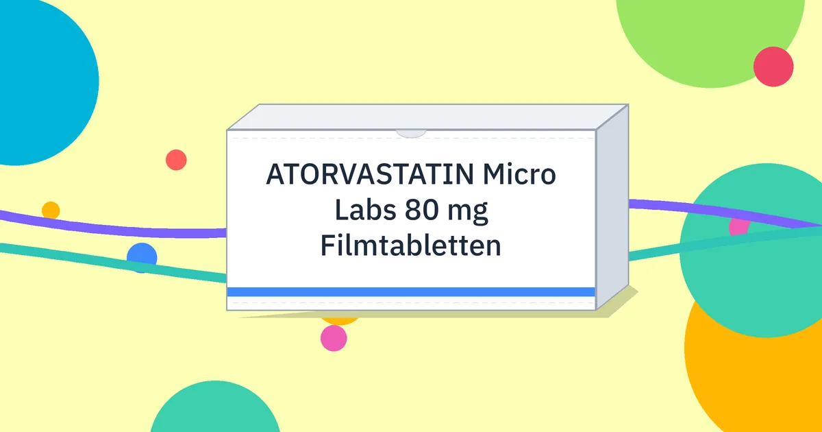 Symbolbild: Packung mit der Aufschrift ATORVASTATIN Micro Labs 80 mg Filmtabletten (PZN 19378669) – Verfügbarkeit und Bezug in Apotheken in Frankfurt am Main