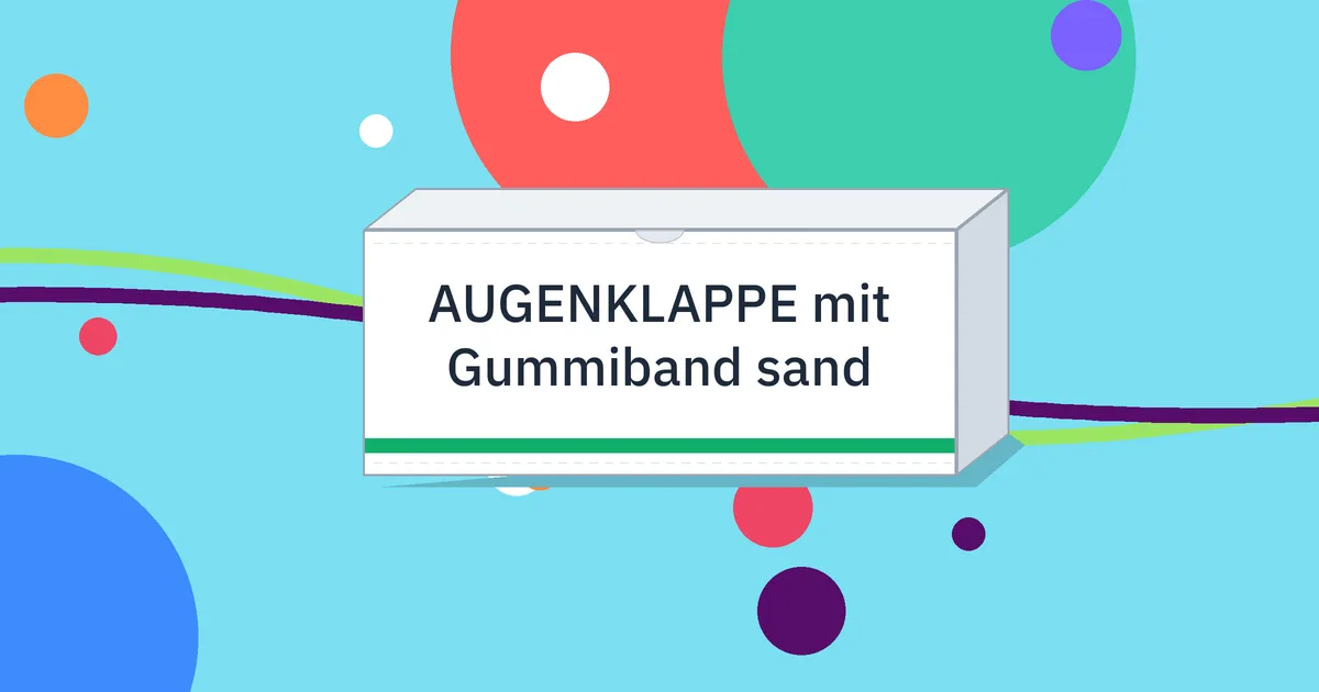 Symbolbild: Packung mit der Aufschrift AUGENKLAPPE mit Gummiband sand (PZN 08545503) – Verfügbarkeit und Bezug in Apotheken in Frankfurt am Main