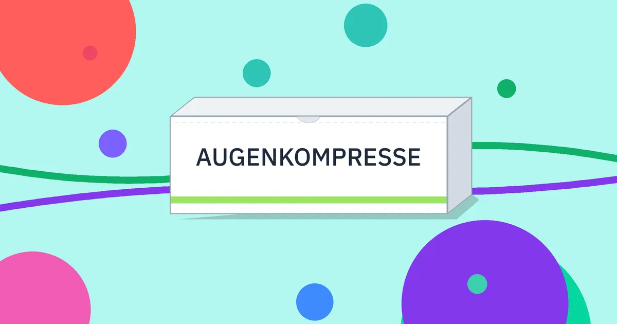 Symbolbild: Packung mit der Aufschrift AUGENKOMPRESSE (PZN 03394554) – Verfügbarkeit und Bezug in Apotheken in Frankfurt am Main