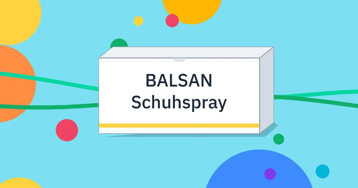 Symbolbild: Packung mit der Aufschrift BALSAN Schuhspray (PZN 10827255) – Verfügbarkeit und Bezug in Apotheken in Frankfurt am Main