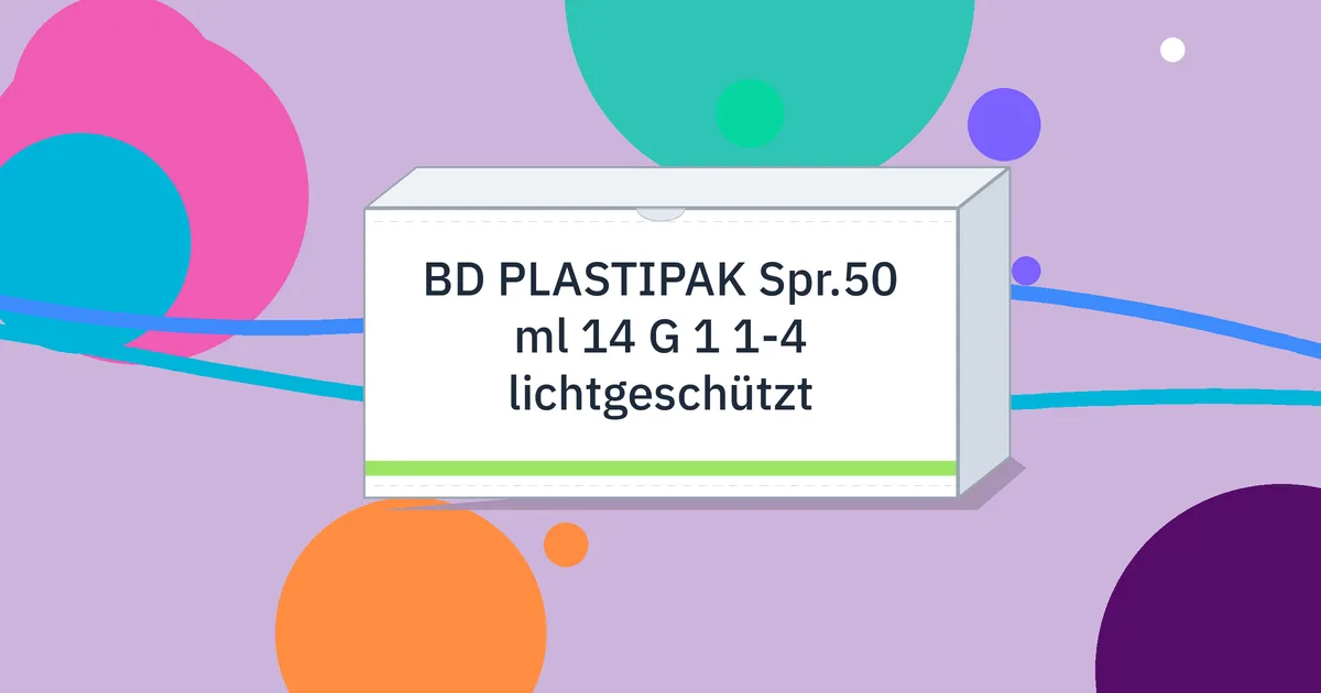Symbolbild: Packung mit der Aufschrift BD PLASTIPAK Spr.50 ml 14 G 1 1-4 lichtgeschützt (PZN 14352582) – Verfügbarkeit und Bezug in Apotheken in Frankfurt am Main
