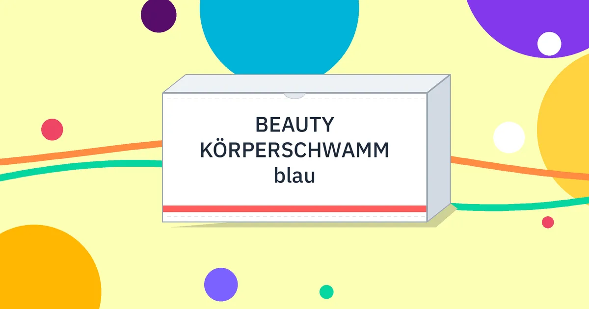 Symbolbild: Packung mit der Aufschrift BEAUTY KÖRPERSCHWAMM blau (PZN 07738631) – Verfügbarkeit und Bezug in Apotheken in Frankfurt am Main