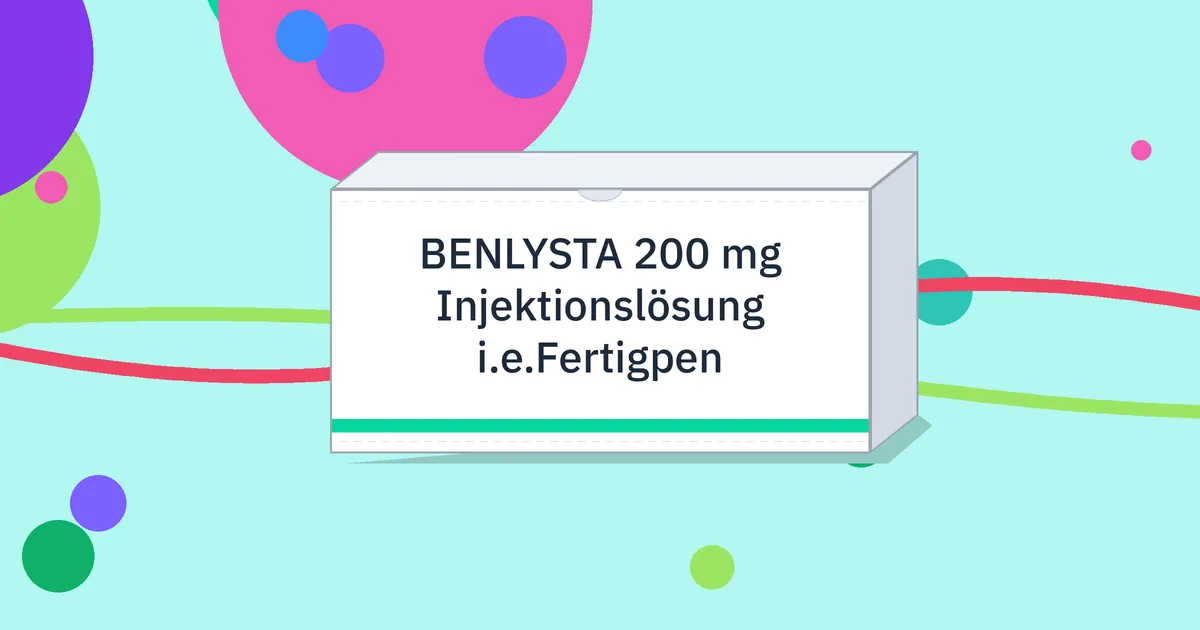 Symbolbild: Packung mit der Aufschrift BENLYSTA 200 mg Injektionslösung i.e.Fertigpen (PZN 12897662) – Verfügbarkeit und Bezug in Apotheken in Frankfurt am Main