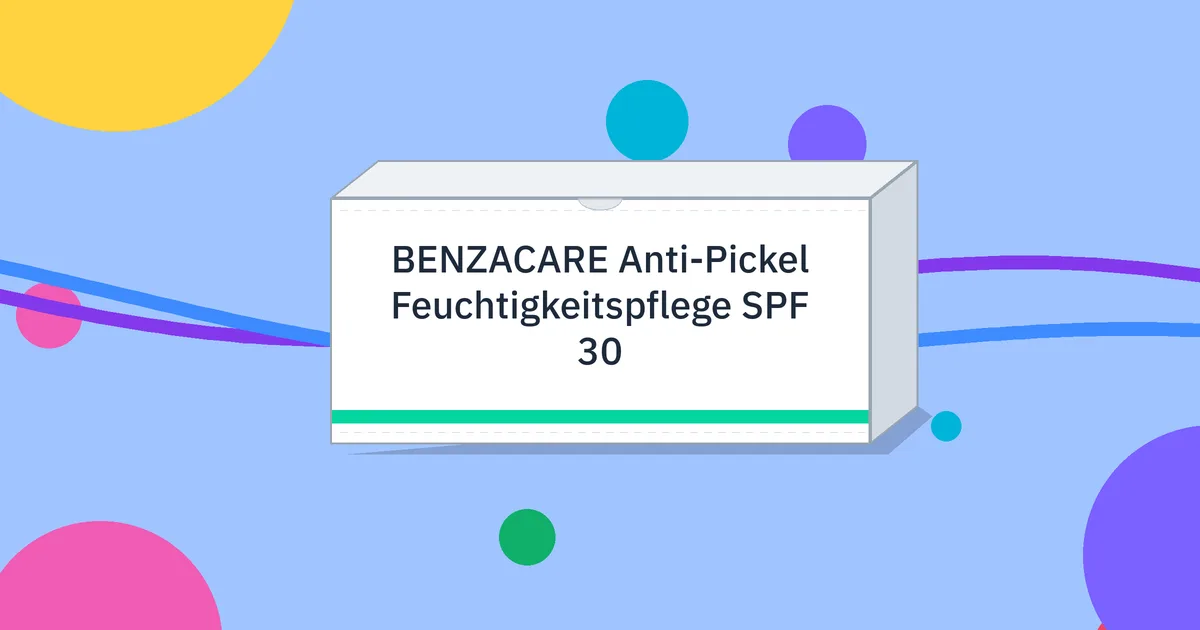 Symbolbild: Packung mit der Aufschrift BENZACARE Anti-Pickel Feuchtigkeitspflege SPF 30 (PZN 19679218) – Verfügbarkeit und Bezug in Apotheken in Frankfurt am Main