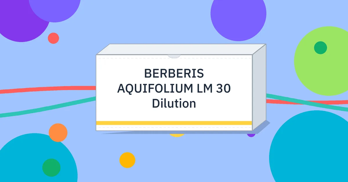 Symbolbild: Packung mit der Aufschrift BERBERIS AQUIFOLIUM LM 30 Dilution (PZN 13383646) – Verfügbarkeit und Bezug in Apotheken in Frankfurt am Main