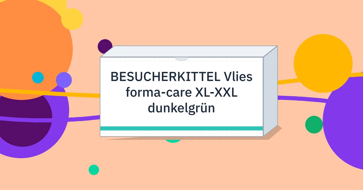 Symbolbild: Packung mit der Aufschrift BESUCHERKITTEL Vlies forma-care XL-XXL dunkelgrün (PZN 12373083) – Verfügbarkeit und Bezug in Apotheken in Frankfurt am Main