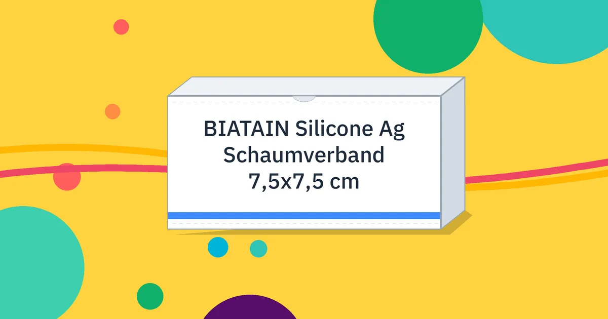 Symbolbild: Packung mit der Aufschrift BIATAIN Silicone Ag Schaumverband 7,5x7,5 cm (PZN 14032334) – Verfügbarkeit und Bezug in Apotheken in Frankfurt am Main