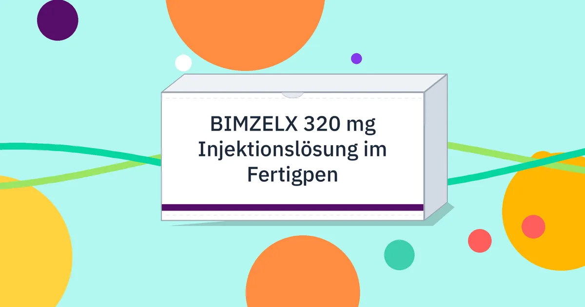 Symbolbild: Packung mit der Aufschrift BIMZELX 320 mg Injektionslösung im Fertigpen (PZN 20168144) – Verfügbarkeit und Bezug in Apotheken in Frankfurt am Main