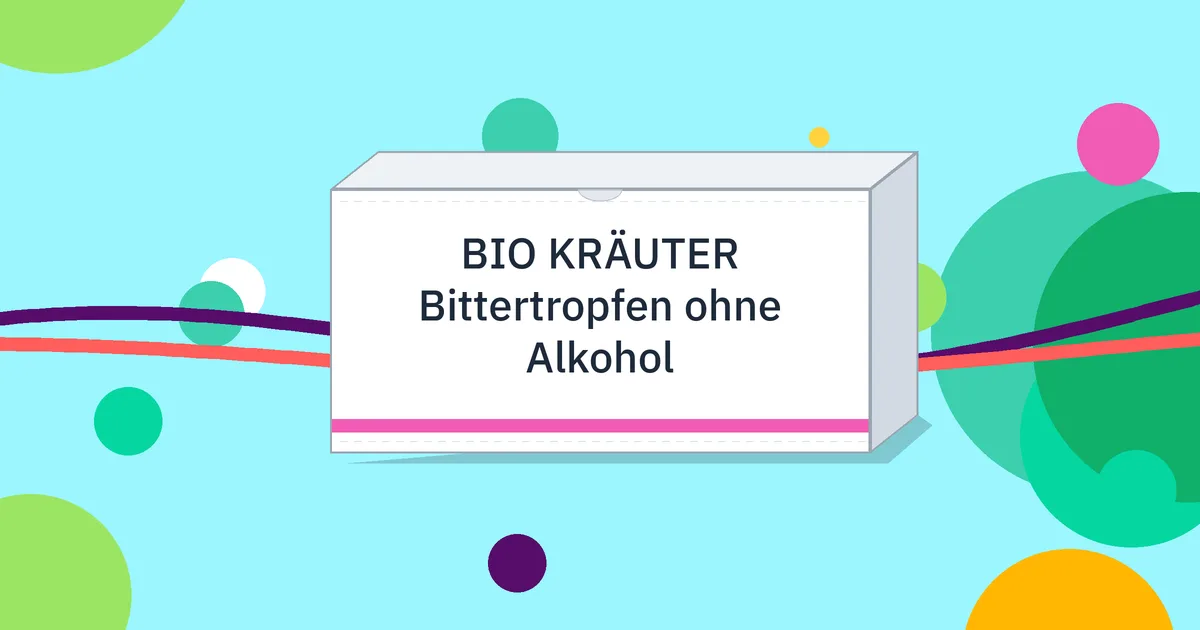 Symbolbild: Packung mit der Aufschrift BIO KRÄUTER Bittertropfen ohne Alkohol (PZN 18854458) – Verfügbarkeit und Bezug in Apotheken in Frankfurt am Main