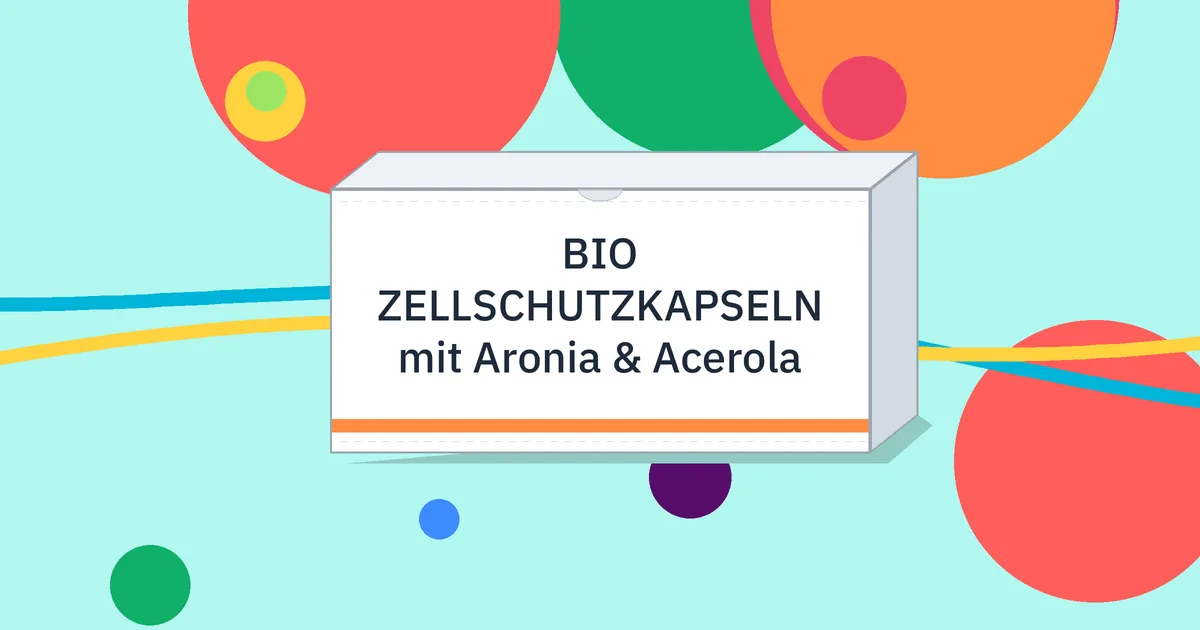 Symbolbild: Packung mit der Aufschrift BIO ZELLSCHUTZKAPSELN mit Aronia & Acerola (PZN 12449797) – Verfügbarkeit und Bezug in Apotheken in Frankfurt am Main