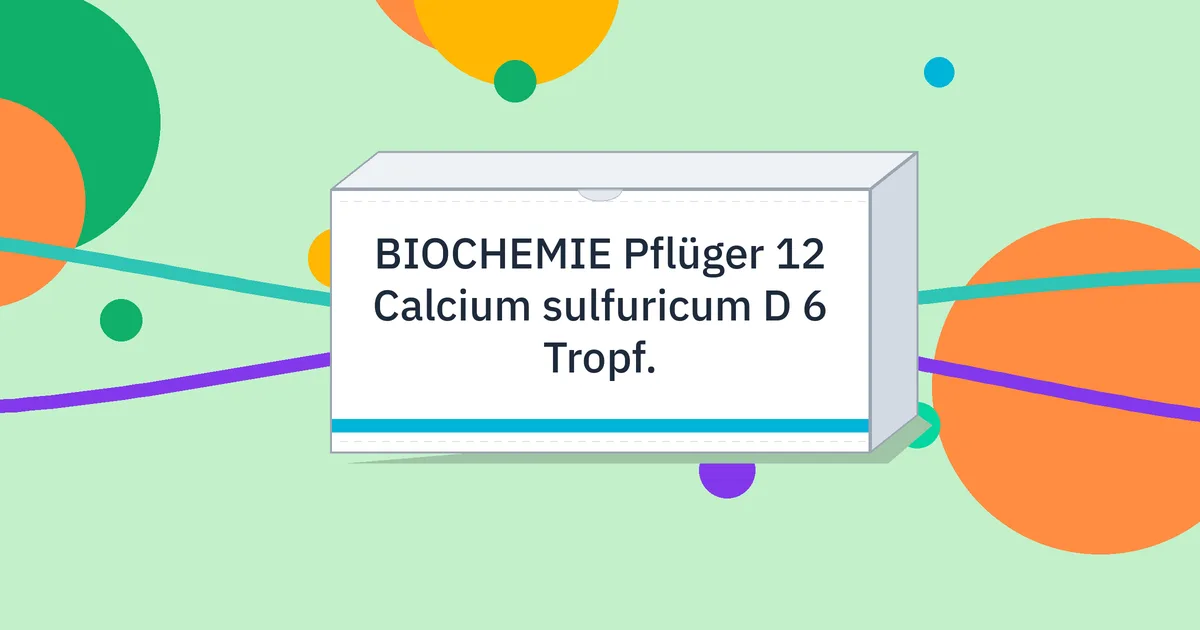 Symbolbild: Packung mit der Aufschrift BIOCHEMIE Pflüger 12 Calcium sulfuricum D 6 Tropf. (PZN 06324778) – Verfügbarkeit und Bezug in Apotheken in Frankfurt am Main