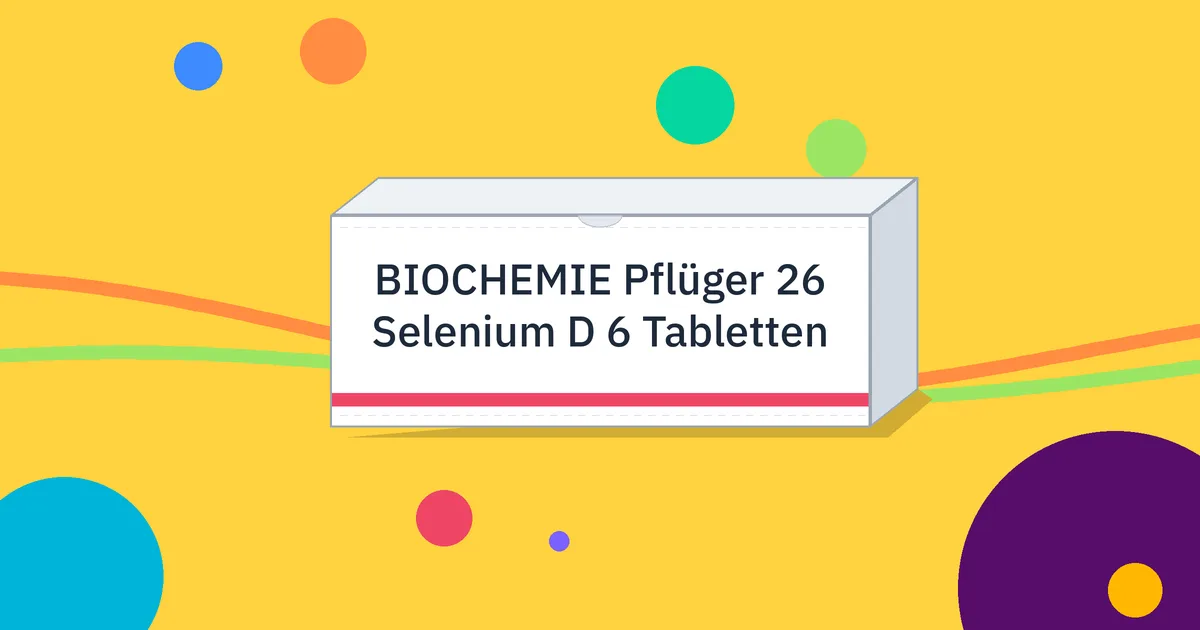 Symbolbild: Packung mit der Aufschrift BIOCHEMIE Pflüger 26 Selenium D 6 Tabletten (PZN 06323106) – Verfügbarkeit und Bezug in Apotheken in Frankfurt am Main