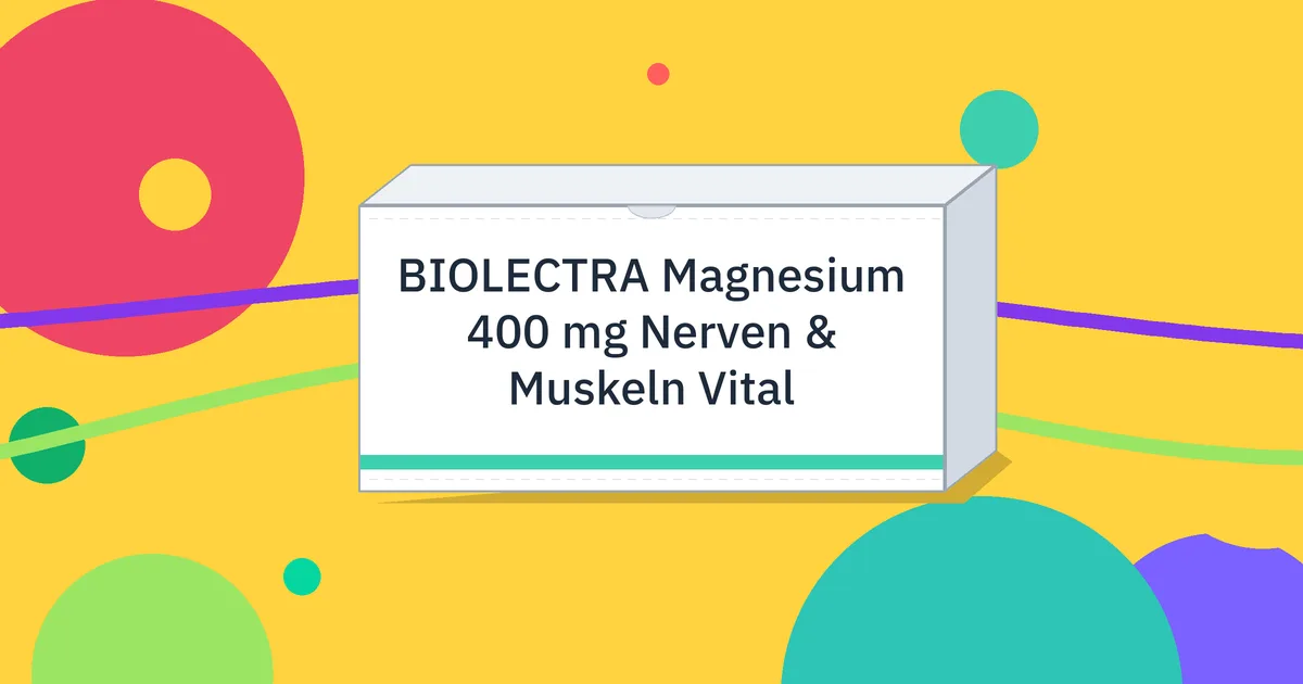 Symbolbild: Packung mit der Aufschrift BIOLECTRA Magnesium 400 mg Nerven & Muskeln Vital (PZN 17604759) – Verfügbarkeit und Bezug in Apotheken in Frankfurt am Main