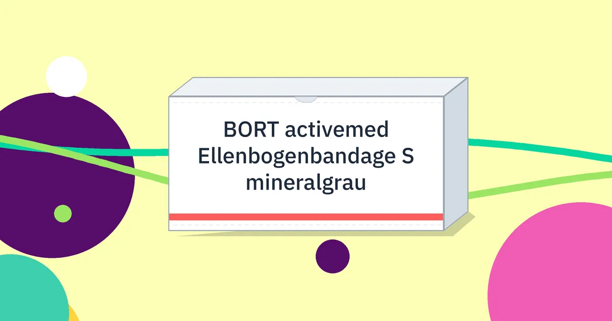 Symbolbild: Packung mit der Aufschrift BORT activemed Ellenbogenbandage S mineralgrau (PZN 13424078) – Verfügbarkeit und Bezug in Apotheken in Frankfurt am Main