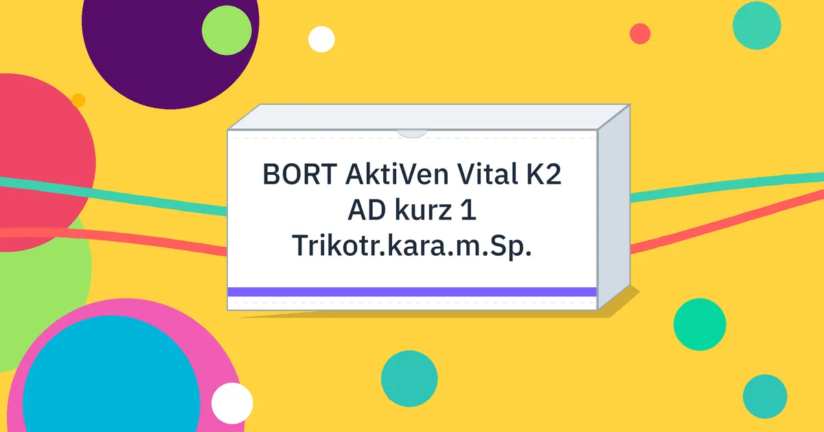 Symbolbild: Packung mit der Aufschrift BORT AktiVen Vital K2 AD kurz 1 Trikotr.kara.m.Sp. (PZN 12549487) – Verfügbarkeit und Bezug in Apotheken in Frankfurt am Main