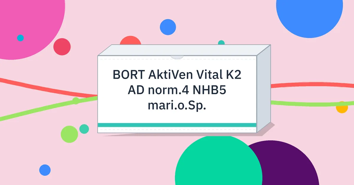 Symbolbild: Packung mit der Aufschrift BORT AktiVen Vital K2 AD norm.4 NHB5 mari.o.Sp. (PZN 17494495) – Verfügbarkeit und Bezug in Apotheken in Frankfurt am Main