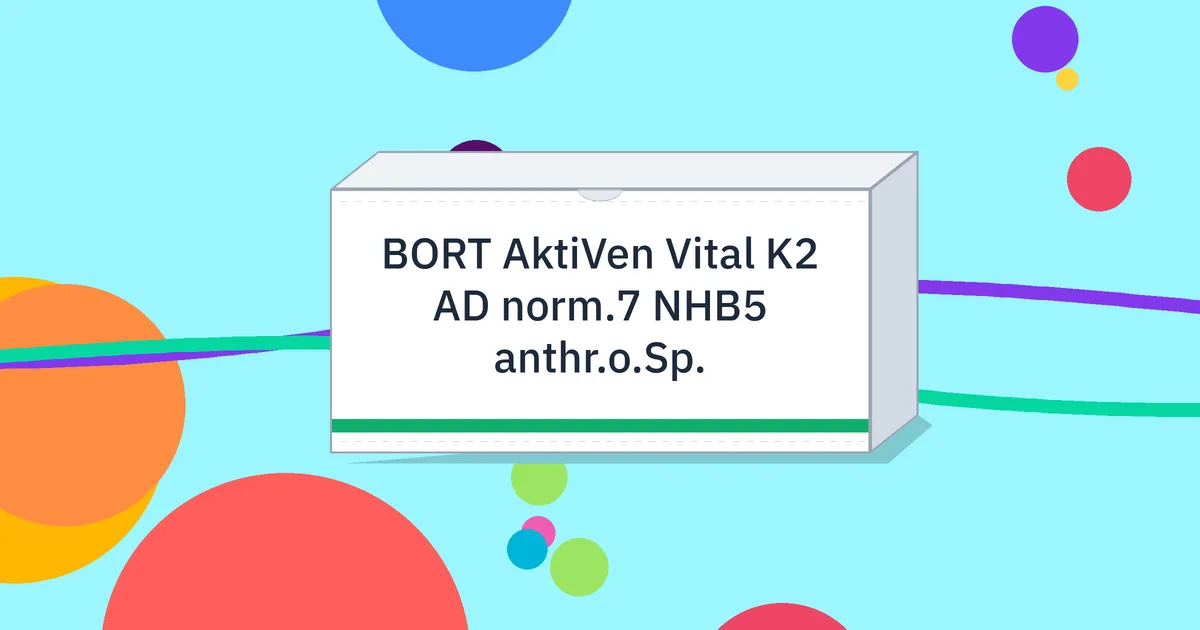 Symbolbild: Packung mit der Aufschrift BORT AktiVen Vital K2 AD norm.7 NHB5 anthr.o.Sp. (PZN 17494880) – Verfügbarkeit und Bezug in Apotheken in Frankfurt am Main