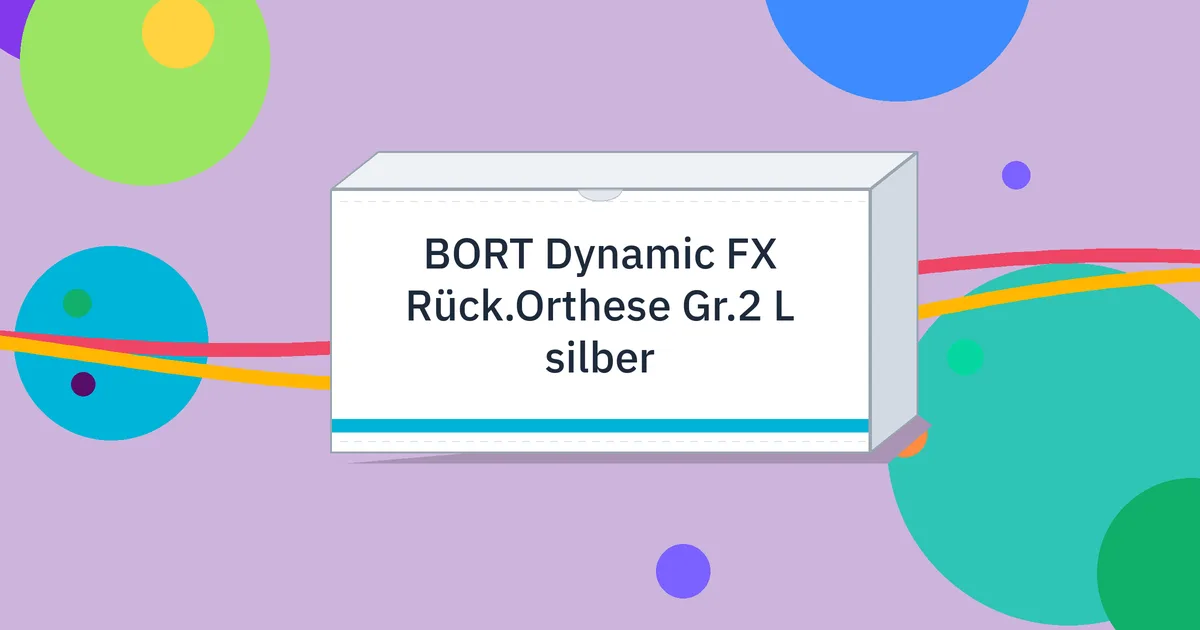 Symbolbild: Packung mit der Aufschrift BORT Dynamic FX Rück.Orthese Gr.2 L silber (PZN 07669433) – Verfügbarkeit und Bezug in Apotheken in Frankfurt am Main