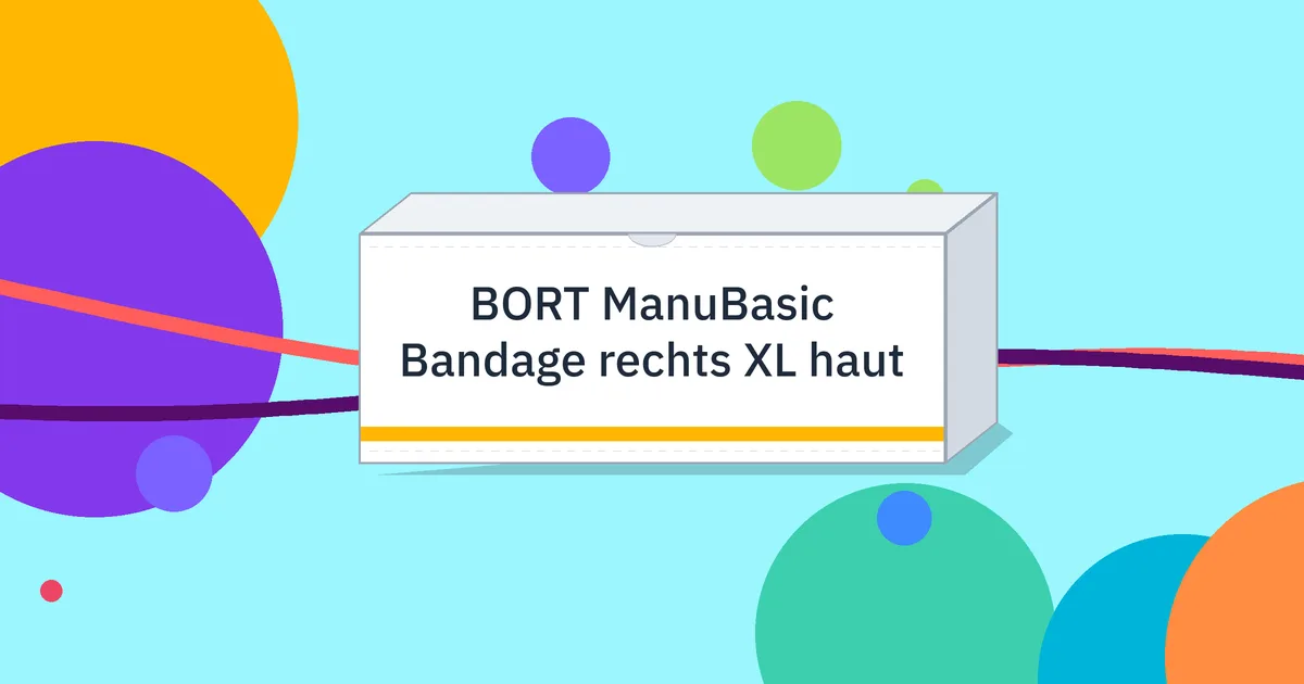 Symbolbild: Packung mit der Aufschrift BORT ManuBasic Bandage rechts XL haut (PZN 00238954) – Verfügbarkeit und Bezug in Apotheken in Frankfurt am Main