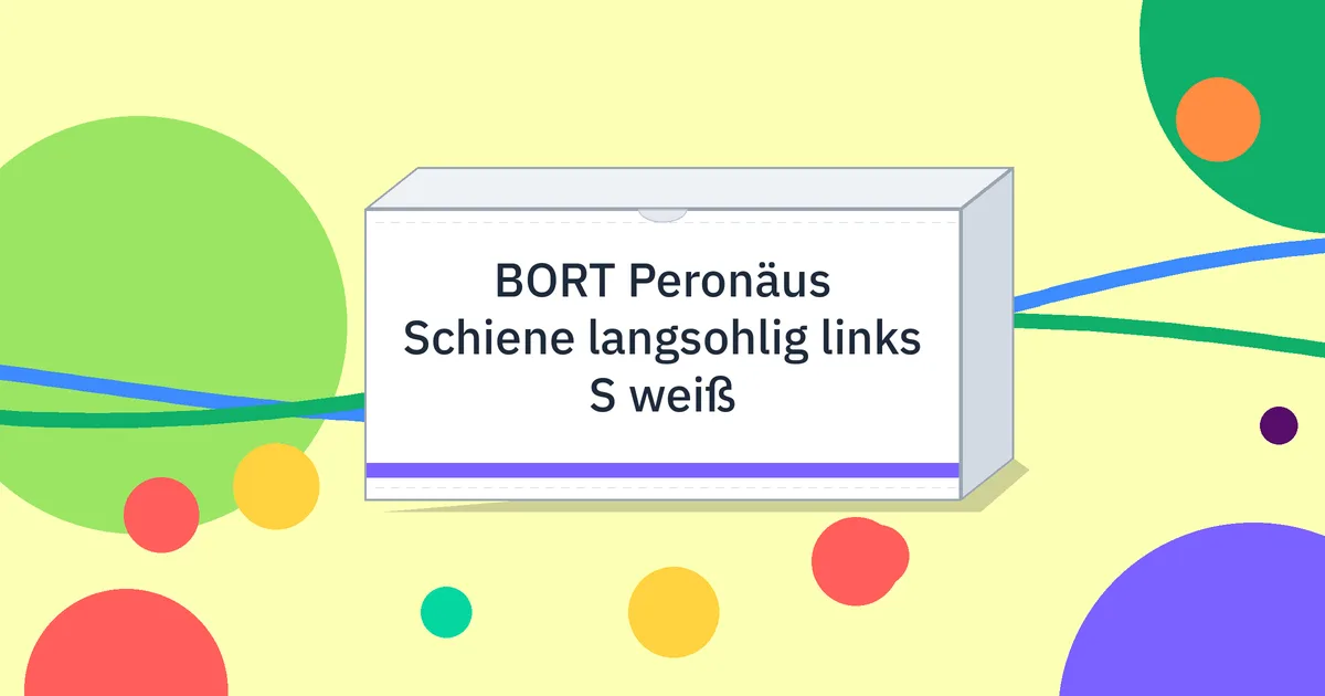 Symbolbild: Packung mit der Aufschrift BORT Peronäus Schiene langsohlig links S weiß (PZN 09443874) – Verfügbarkeit und Bezug in Apotheken in Frankfurt am Main