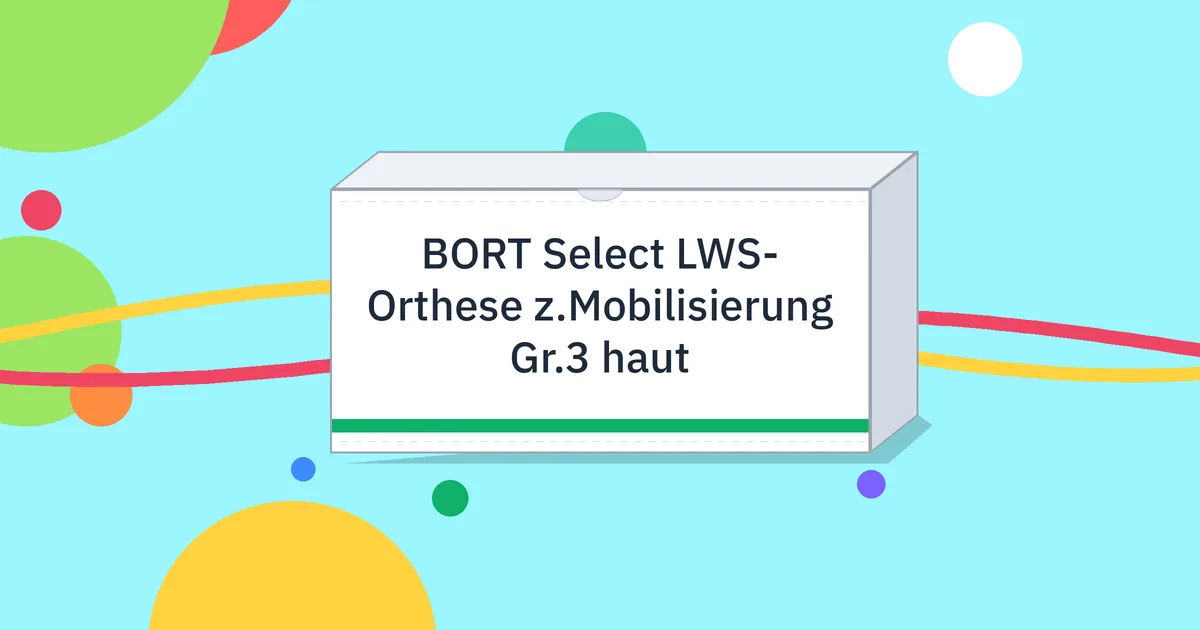 Symbolbild: Packung mit der Aufschrift BORT Select LWS-Orthese z.Mobilisierung Gr.3 haut (PZN 13922592) – Verfügbarkeit und Bezug in Apotheken in Frankfurt am Main