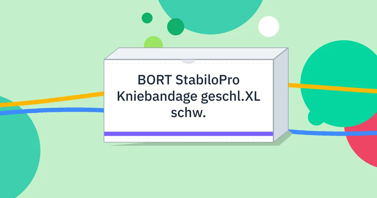 Symbolbild: Packung mit der Aufschrift BORT StabiloPro Kniebandage geschl.XL schw. (PZN 00230102) – Verfügbarkeit und Bezug in Apotheken in Frankfurt am Main