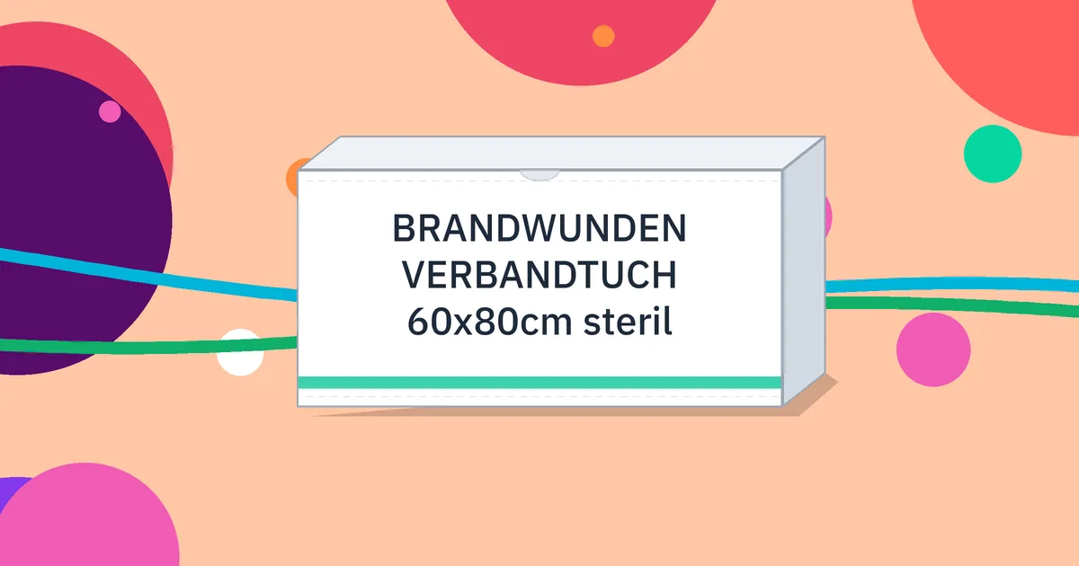 Symbolbild: Packung mit der Aufschrift BRANDWUNDEN VERBANDTUCH 60x80cm steril (PZN 03160856) – Verfügbarkeit und Bezug in Apotheken in Frankfurt am Main