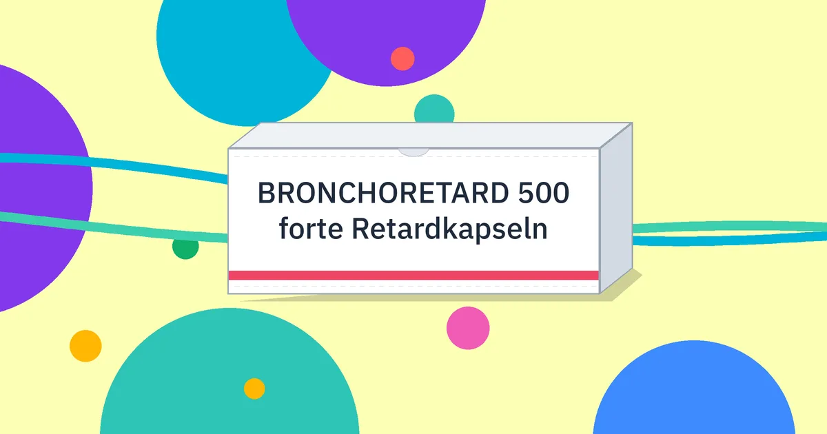 Symbolbild: Packung mit der Aufschrift BRONCHORETARD 500 forte Retardkapseln (PZN 02513063) – Verfügbarkeit und Bezug in Apotheken in Frankfurt am Main