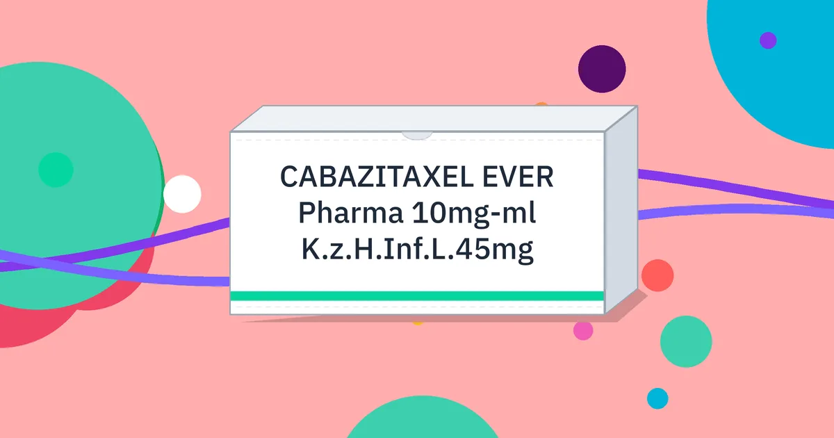 Symbolbild: Packung mit der Aufschrift CABAZITAXEL EVER Pharma 10mg-ml K.z.H.Inf.L.45mg (PZN 17199514) – Verfügbarkeit und Bezug in Apotheken in Frankfurt am Main