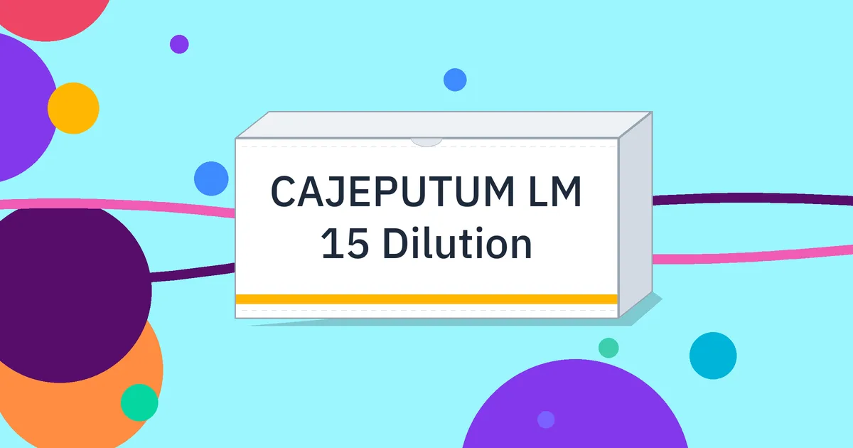 Symbolbild: Packung mit der Aufschrift CAJEPUTUM LM 15 Dilution (PZN 12799600) – Verfügbarkeit und Bezug in Apotheken in Frankfurt am Main