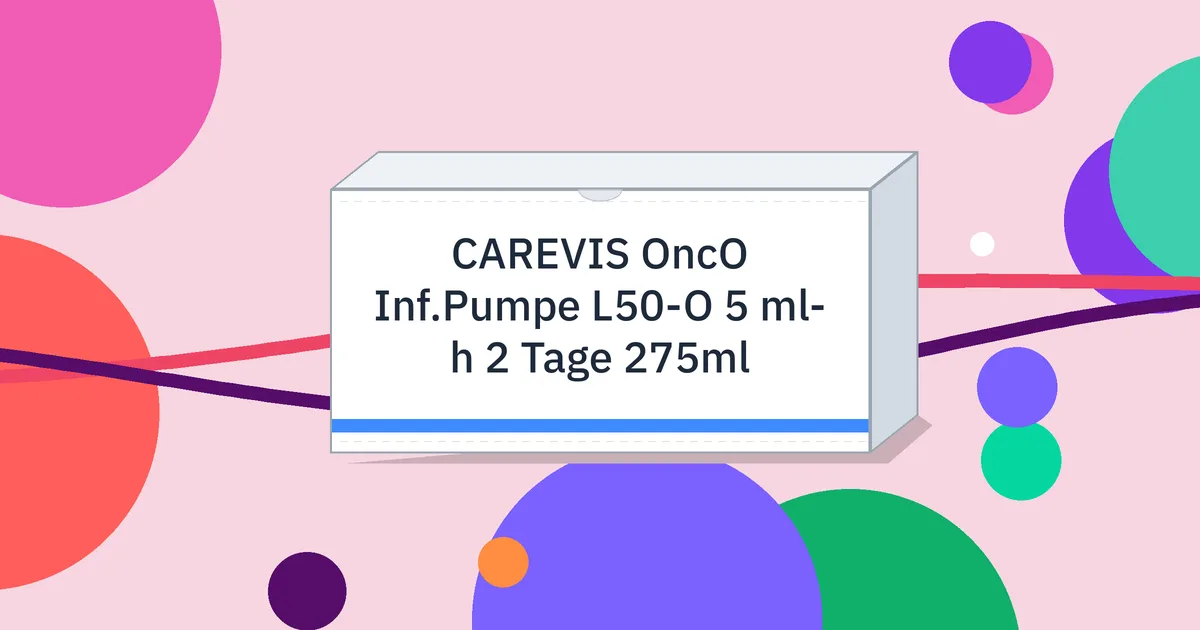 Symbolbild: Packung mit der Aufschrift CAREVIS OncO Inf.Pumpe L50-O 5 ml-h 2 Tage 275ml (PZN 17397800) – Verfügbarkeit und Bezug in Apotheken in Frankfurt am Main