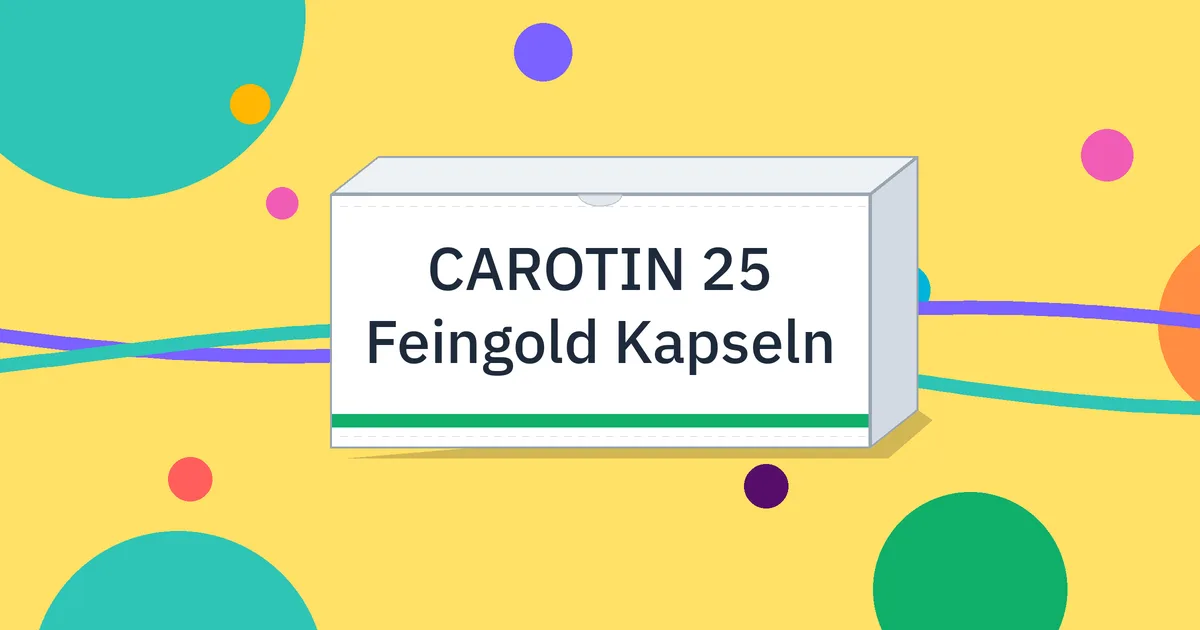Symbolbild: Packung mit der Aufschrift CAROTIN 25 Feingold Kapseln (PZN 07291839) – Verfügbarkeit und Bezug in Apotheken in Frankfurt am Main