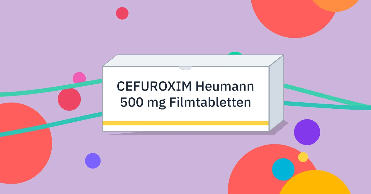 Symbolbild: Packung mit der Aufschrift CEFUROXIM Heumann 500 mg Filmtabletten (PZN 18470999) – Verfügbarkeit und Bezug in Apotheken in Frankfurt am Main