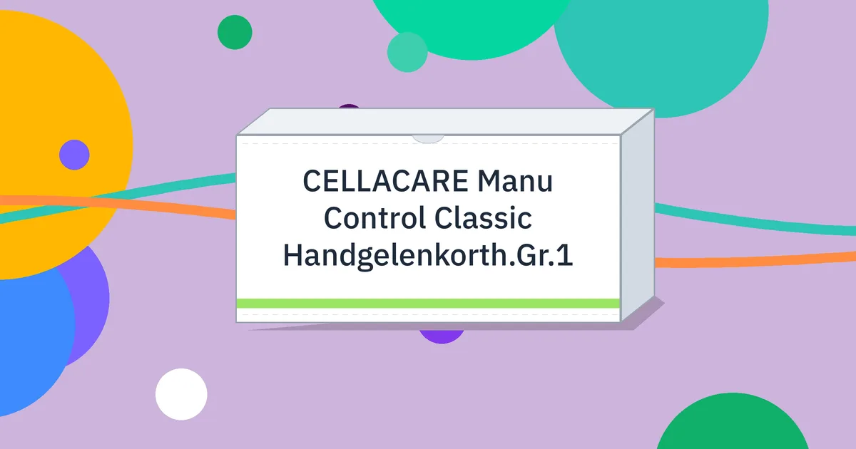 Symbolbild: Packung mit der Aufschrift CELLACARE Manu Control Classic Handgelenkorth.Gr.1 (PZN 13351623) – Verfügbarkeit und Bezug in Apotheken in Frankfurt am Main
