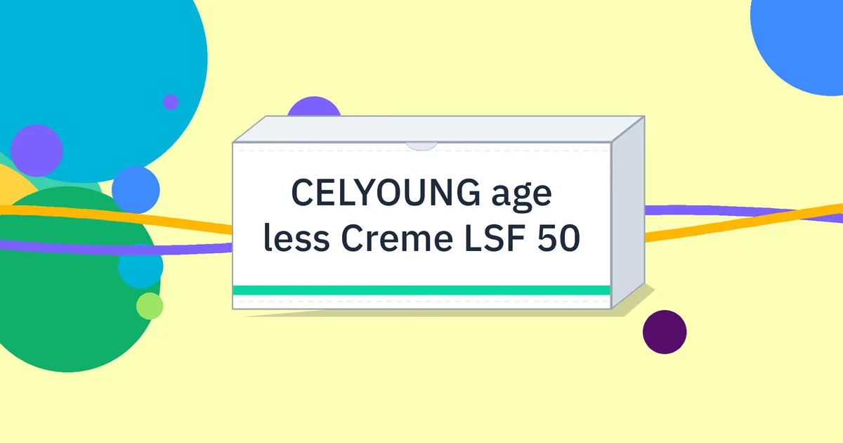 Symbolbild: Packung mit der Aufschrift CELYOUNG age less Creme LSF 50 (PZN 18499744) – Verfügbarkeit und Bezug in Apotheken in Frankfurt am Main