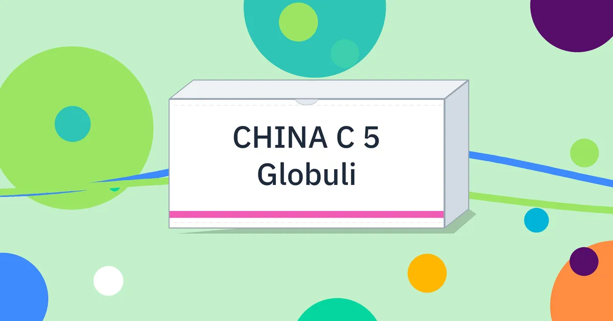 Symbolbild: Packung mit der Aufschrift CHINA C 5 Globuli (PZN 07246879) – Verfügbarkeit und Bezug in Apotheken in Frankfurt am Main