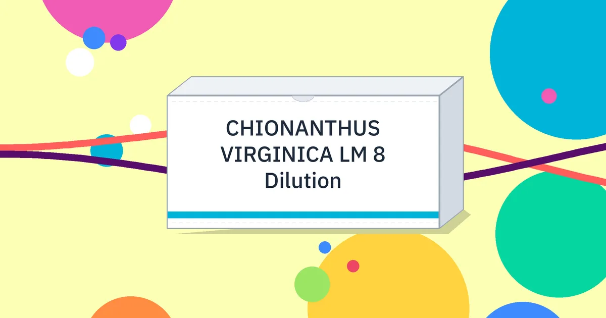 Symbolbild: Packung mit der Aufschrift CHIONANTHUS VIRGINICA LM 8 Dilution (PZN 13443101) – Verfügbarkeit und Bezug in Apotheken in Frankfurt am Main