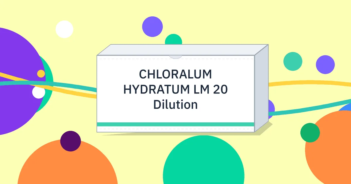 Symbolbild: Packung mit der Aufschrift CHLORALUM HYDRATUM LM 20 Dilution (PZN 13444187) – Verfügbarkeit und Bezug in Apotheken in Frankfurt am Main
