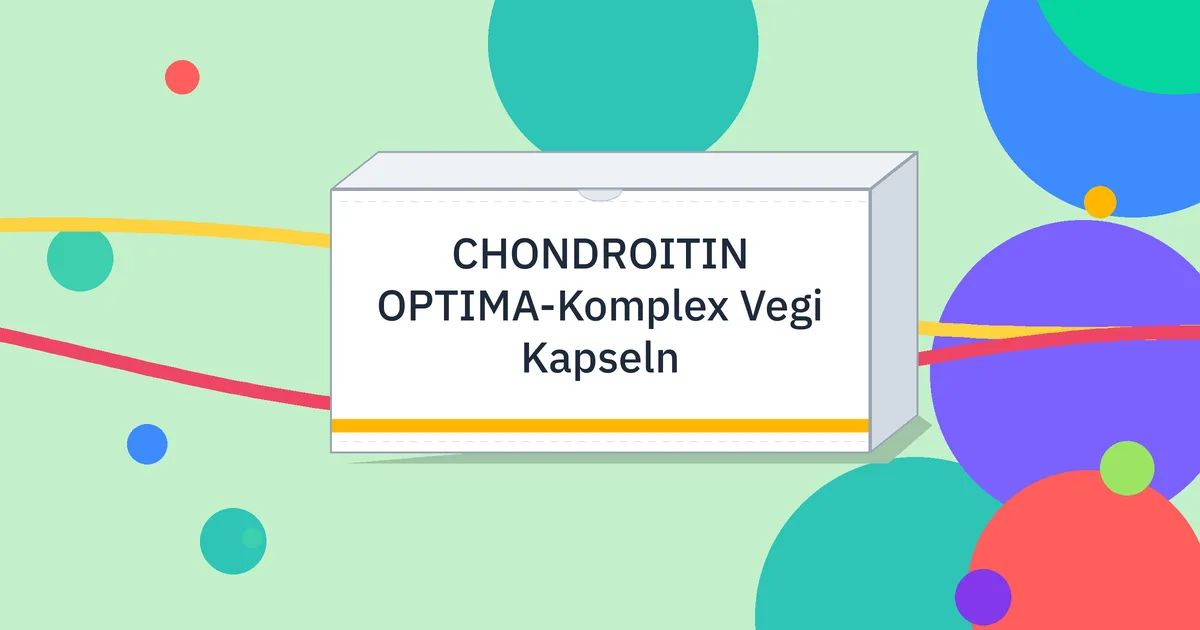 Symbolbild: Packung mit der Aufschrift CHONDROITIN OPTIMA-Komplex Vegi Kapseln (PZN 04864364) – Verfügbarkeit und Bezug in Apotheken in Frankfurt am Main