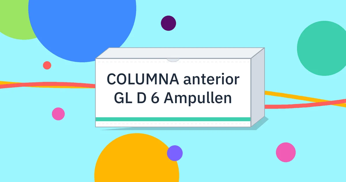 Symbolbild: Packung mit der Aufschrift COLUMNA anterior GL D 6 Ampullen (PZN 00489076) – Verfügbarkeit und Bezug in Apotheken in Frankfurt am Main