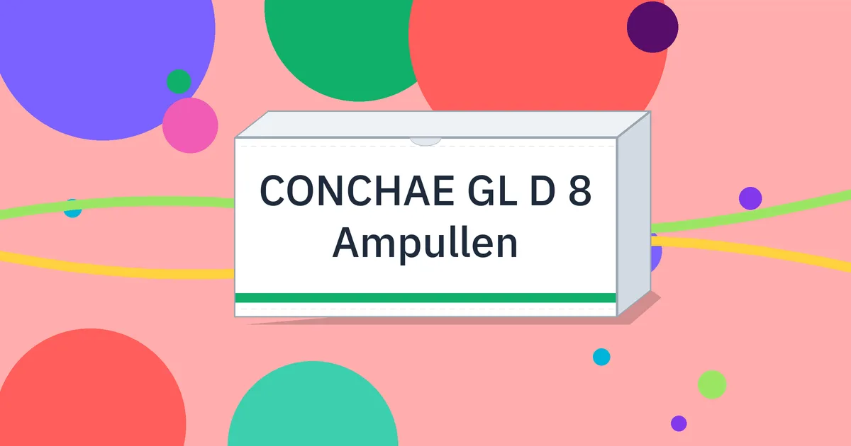 Symbolbild: Packung mit der Aufschrift CONCHAE GL D 8 Ampullen (PZN 02913957) – Verfügbarkeit und Bezug in Apotheken in Frankfurt am Main