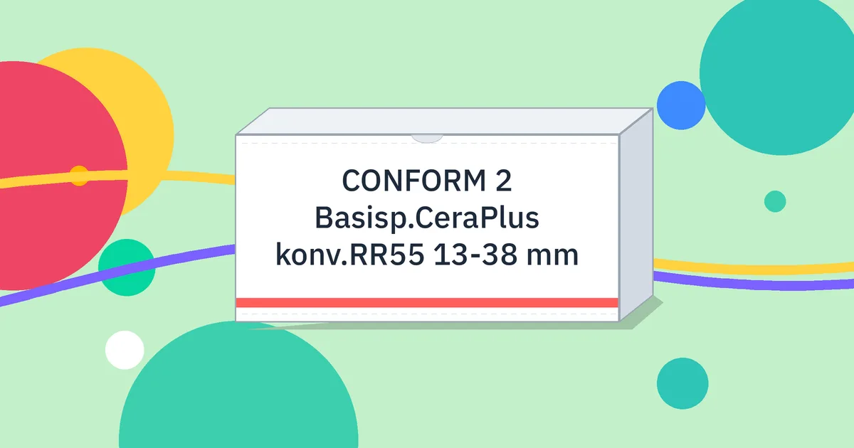 Symbolbild: Packung mit der Aufschrift CONFORM 2 Basisp.CeraPlus konv.RR55 13-38 mm (PZN 12417573) – Verfügbarkeit und Bezug in Apotheken in Frankfurt am Main