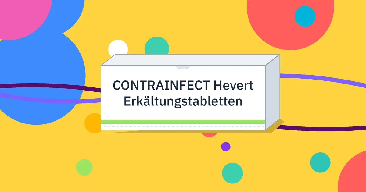 Symbolbild: Packung mit der Aufschrift CONTRAINFECT Hevert Erkältungstabletten (PZN 12855043) – Verfügbarkeit und Bezug in Apotheken in Frankfurt am Main