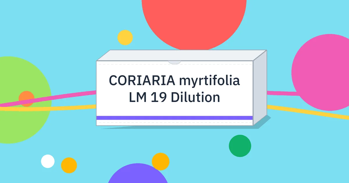Symbolbild: Packung mit der Aufschrift CORIARIA myrtifolia LM 19 Dilution (PZN 13451767) – Verfügbarkeit und Bezug in Apotheken in Frankfurt am Main