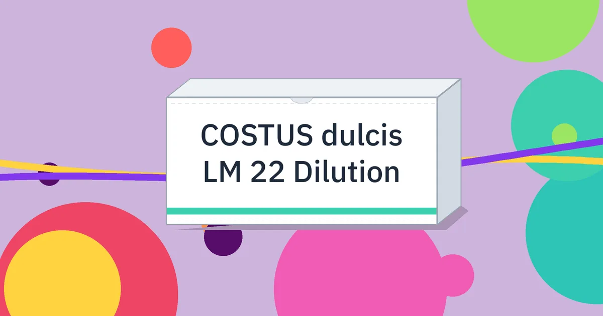 Symbolbild: Packung mit der Aufschrift COSTUS dulcis LM 22 Dilution (PZN 13455038) – Verfügbarkeit und Bezug in Apotheken in Frankfurt am Main