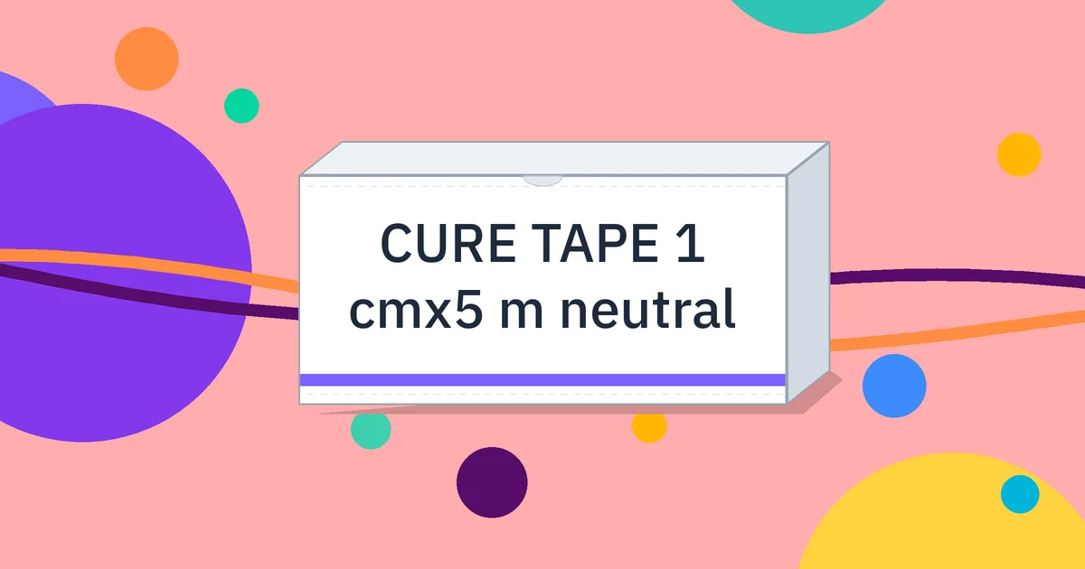Symbolbild: Packung mit der Aufschrift CURE TAPE 1 cmx5 m neutral (PZN 09473384) – Verfügbarkeit und Bezug in Apotheken in Frankfurt am Main