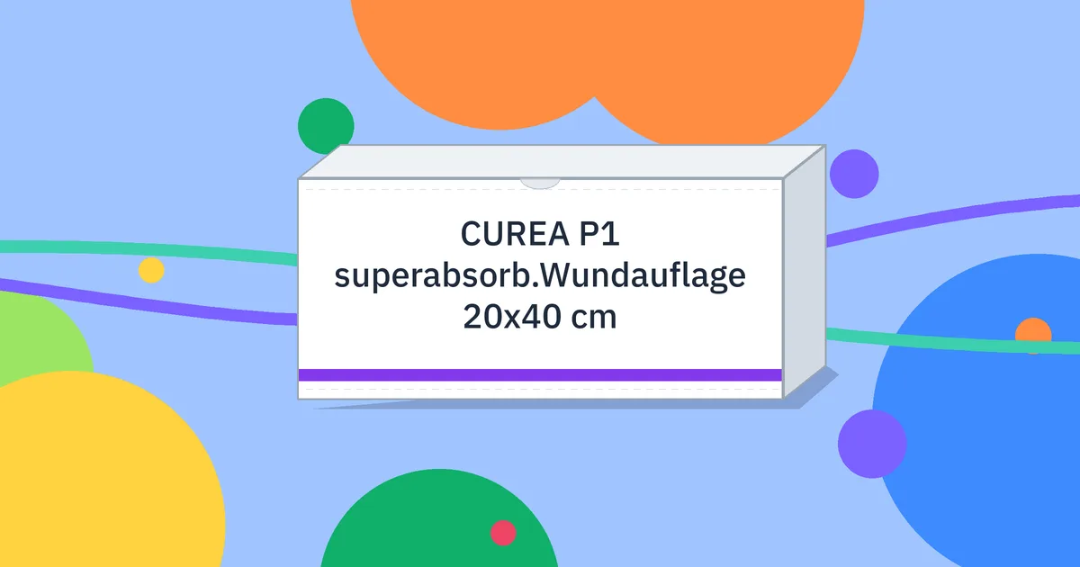 Symbolbild: Packung mit der Aufschrift CUREA P1 superabsorb.Wundauflage 20x40 cm (PZN 13167109) – Verfügbarkeit und Bezug in Apotheken in Frankfurt am Main